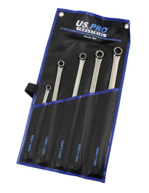 5Pc Grip Grabber Extra Long Flat Double Ring Wrench Set - IRISH TOOLS SHOP