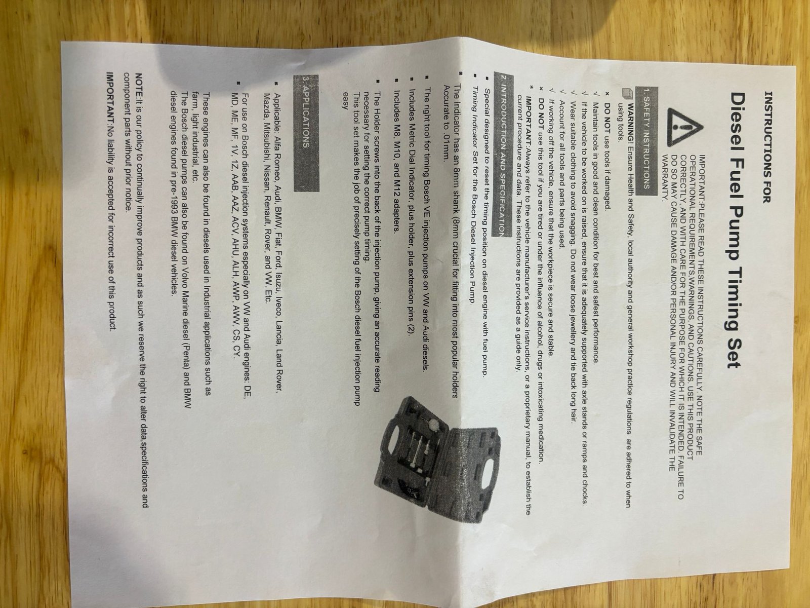 Diesel Fuel Pump Timing Set – IRISH TOOLS SHOP