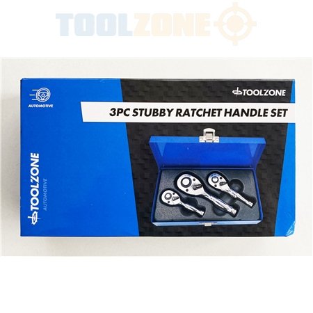 Toolzone 3Pc Pro Stubby Ratchet Handle Set - IRISH TOOLS SHOP